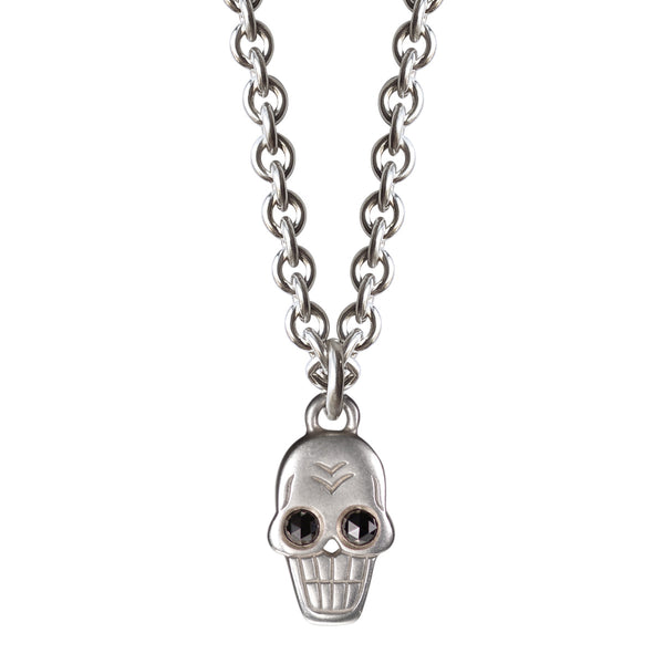 Men’s Sterling Silver Large Skull Chain with Diamond Eyes - Me&Ro